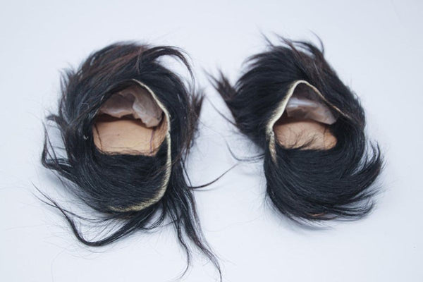 Moroccan Black Goat Hair Slippers - E-mosaik