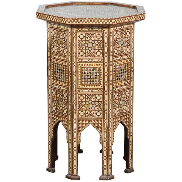 Syrian Style Large Pair of Octagonal Pedestal Tables - E-mosaik